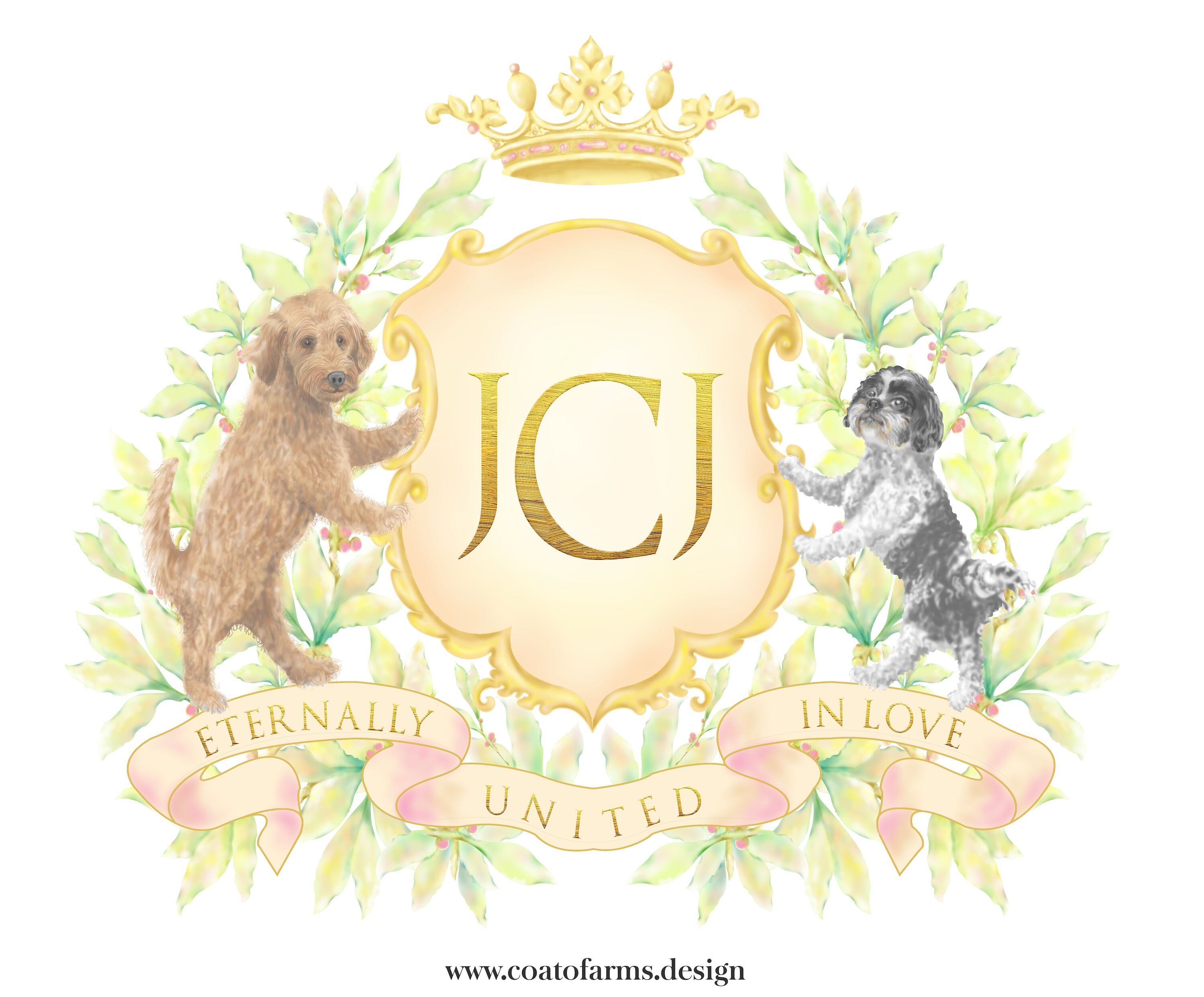 A wedding crest and a monogram I designed for newlyweds from the USA ...