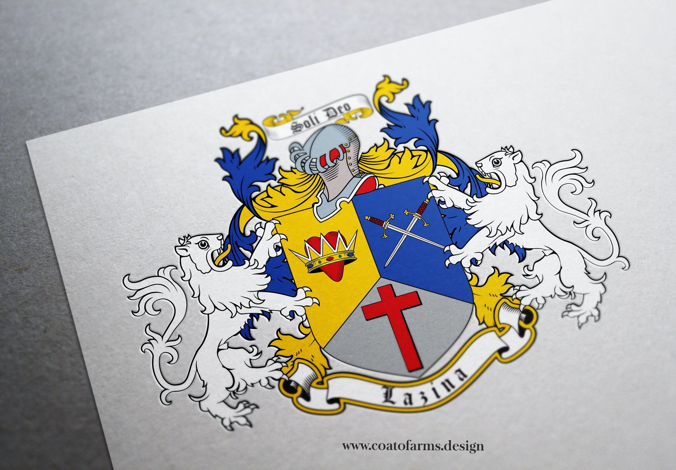Coat of arms (family crest) I designed for a Lazina family form the USA ...